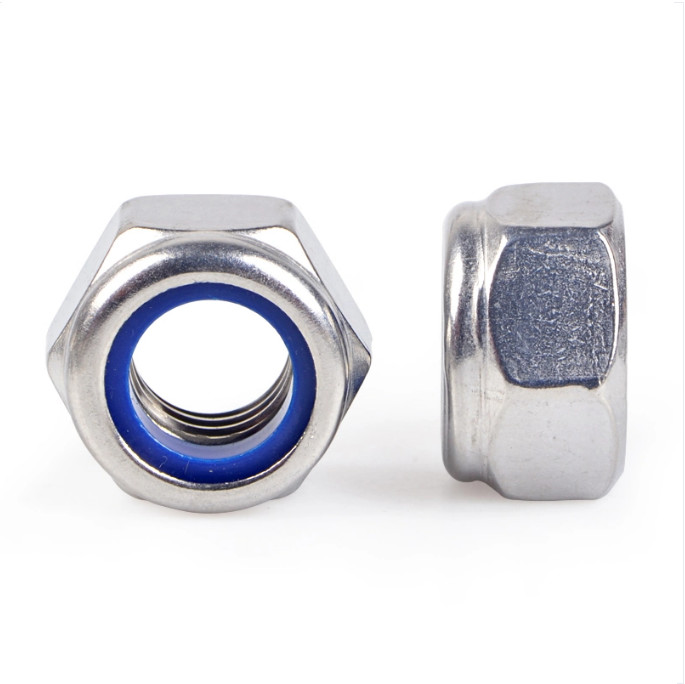 M3-M20 Hex Head Nuts Nylon Lock Blue White Zinc Low Carbon Steel Din 985 Industrial Fasteners