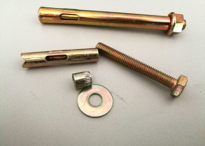 M12 M16 Yellow Zinc Plated Sleeve Anchor Bolts With Hex Flange Nut DIN ...
