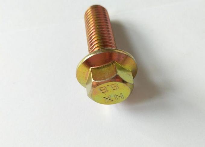Fasteners M10 Hex Flange Bolt Yellow Zinc Plated Carbon Steel